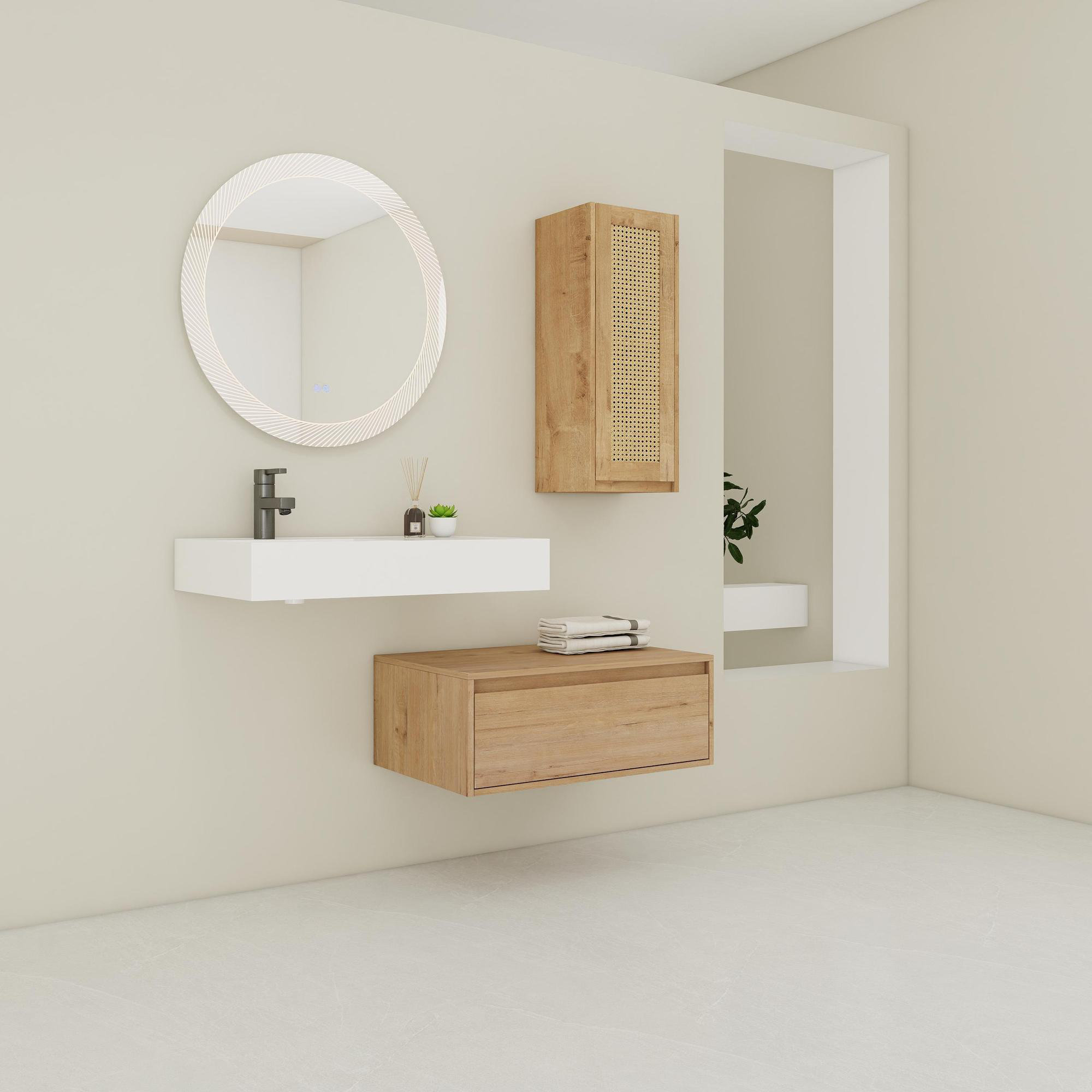 Latitude Run® 30"Wall Mounted Bathroom Vanity with Sink and Side Cabinets | Wayfair